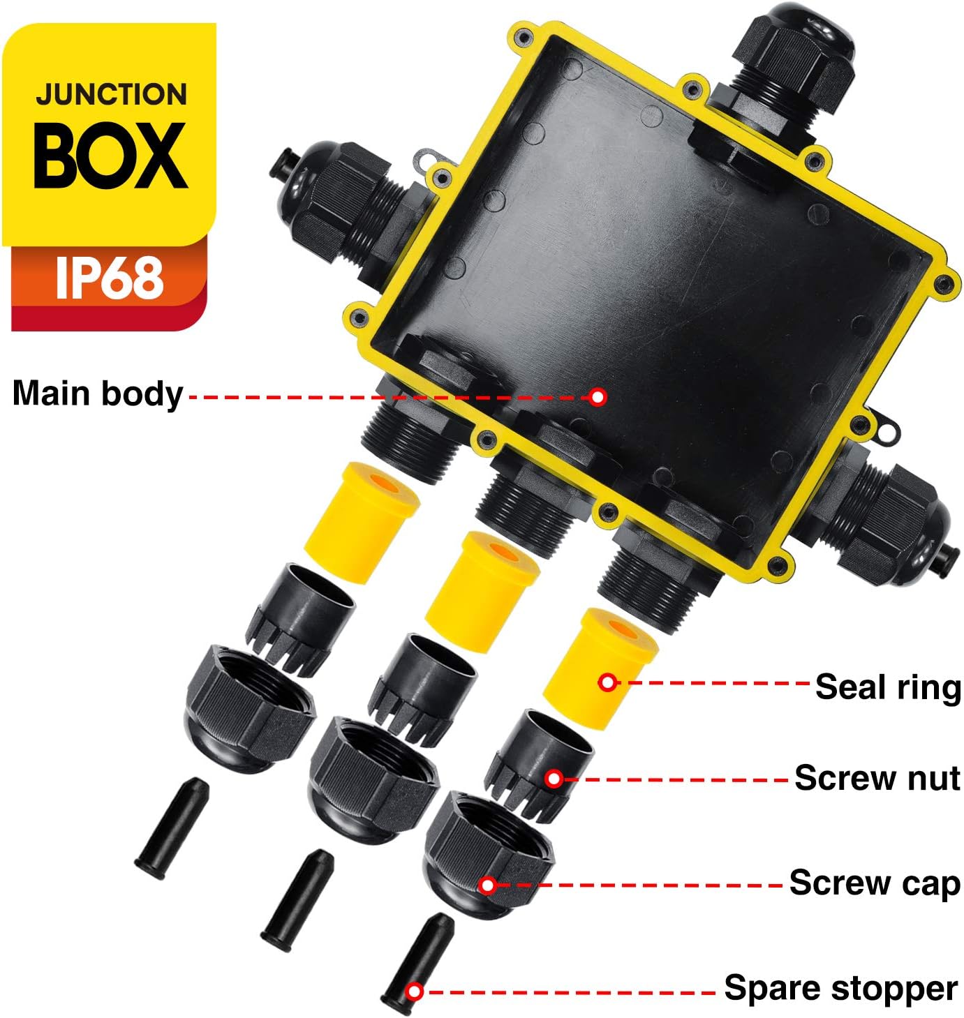 PEBA Waterproof Junction Box IP68 6 Way Outdoor Electrical Connector ...