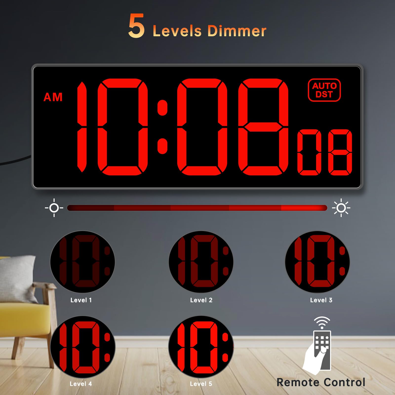 Mua Soobest Digital Wall Clock with Seconds for Gym, Remote Countdown ...