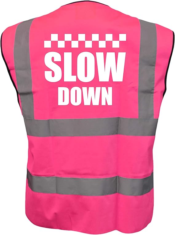 Bright Pink High Visibility Vest with White SLOW DOWN - HORSE RIDING By ...