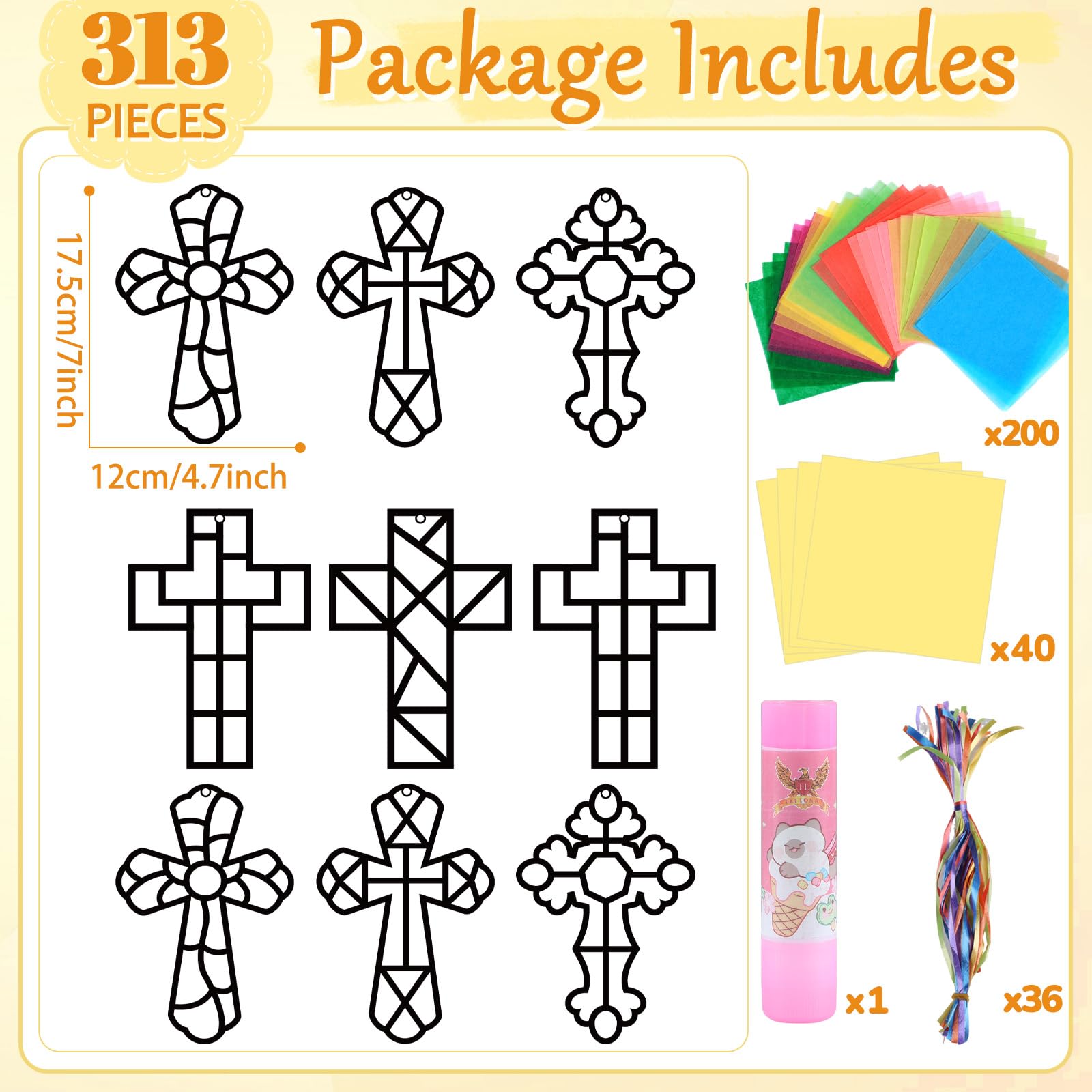 Mua 36PCS Cross Suncatchers Kits Paper Craft Set Cross DIY Window ...