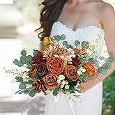 Amazon.com: Rinlong Fall Cascading Wedding Bouquets for Bride Burnt ...