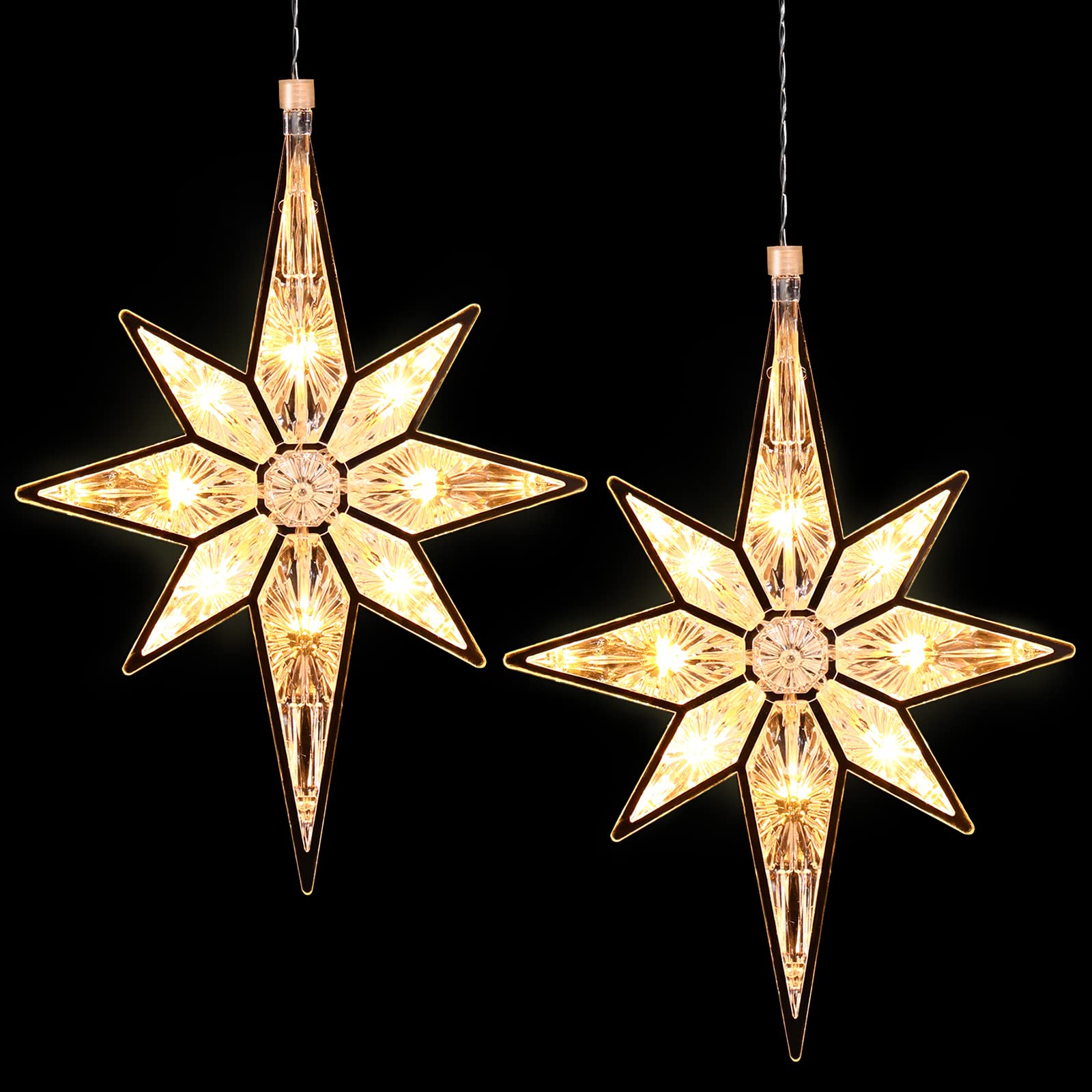 Mudder 10.8 Inch Christmas Window Star Lights Plastic Lighted Star Tree ...