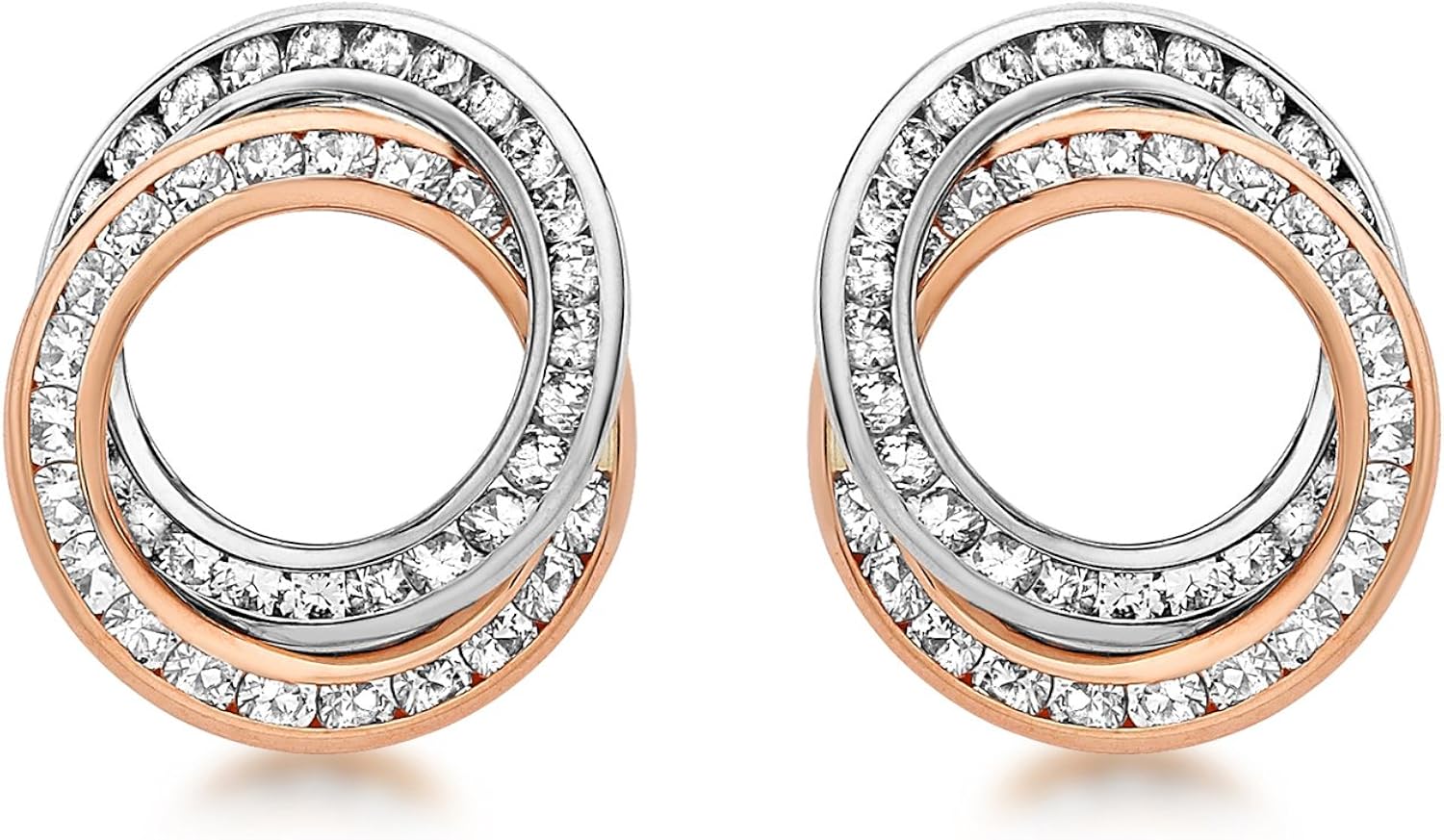 Carissima Gold Women's 9ct 2 Colour Gold and Cubic Zirconia Round Knot ...