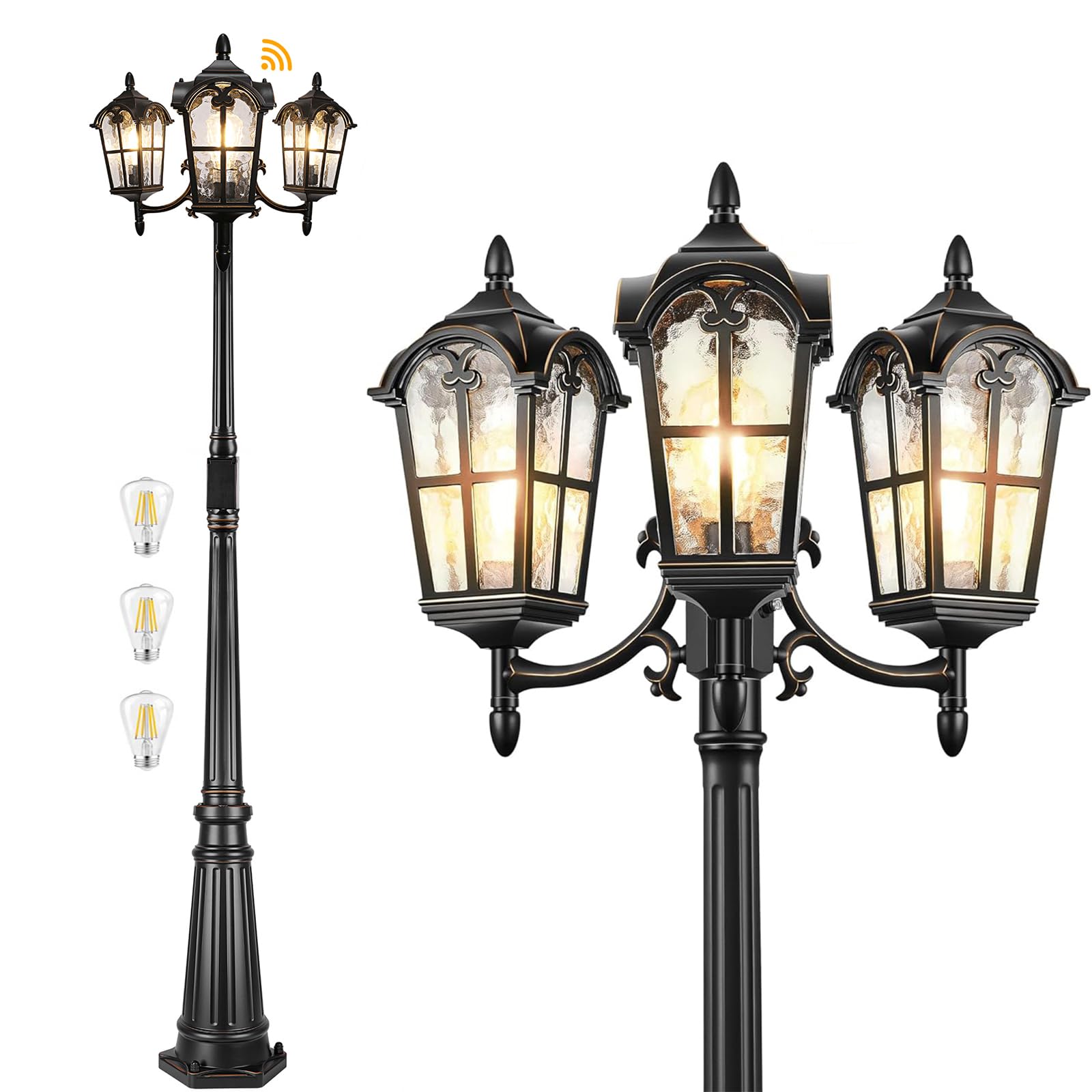 Mua Black Roman Dusk to Dawn Outdoor Lamp Post with GFCI Outlet, Triple ...