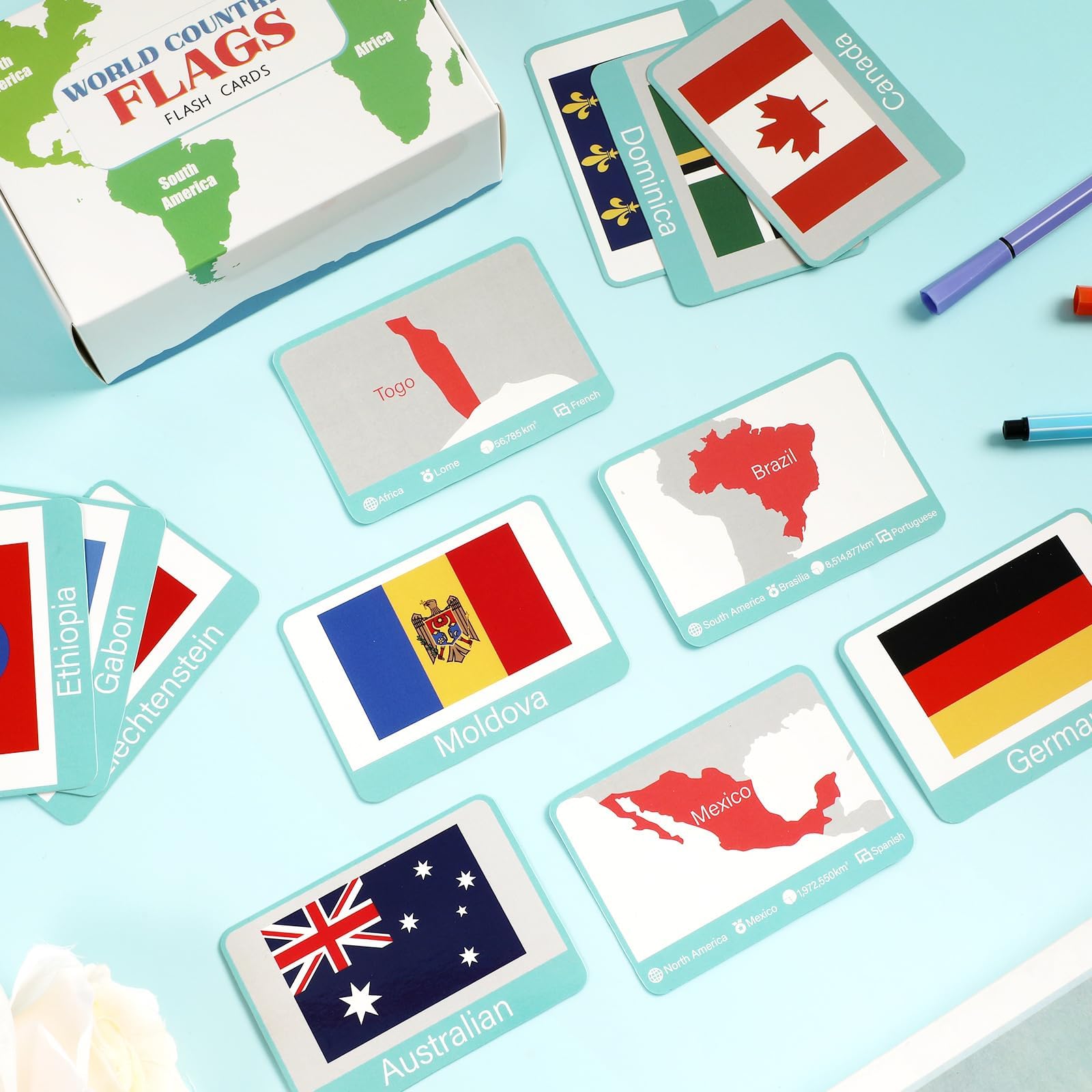 Mua 244PCS Countries of The World Flags Flash Cards Country Continent ...