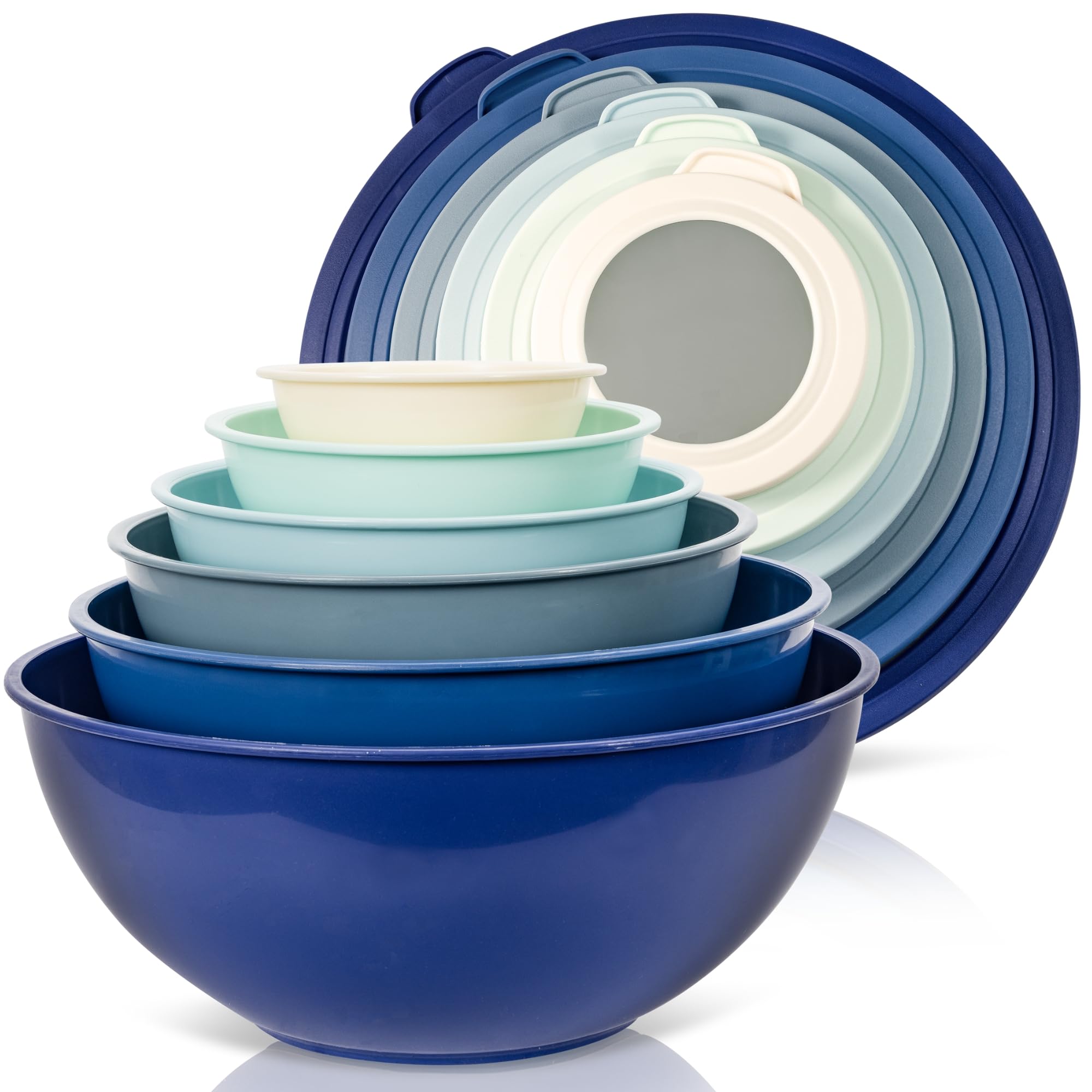 WHYSKO Mixing Bowl Set, 12 Piece Colorful Plastic Mixing Bowls with ...