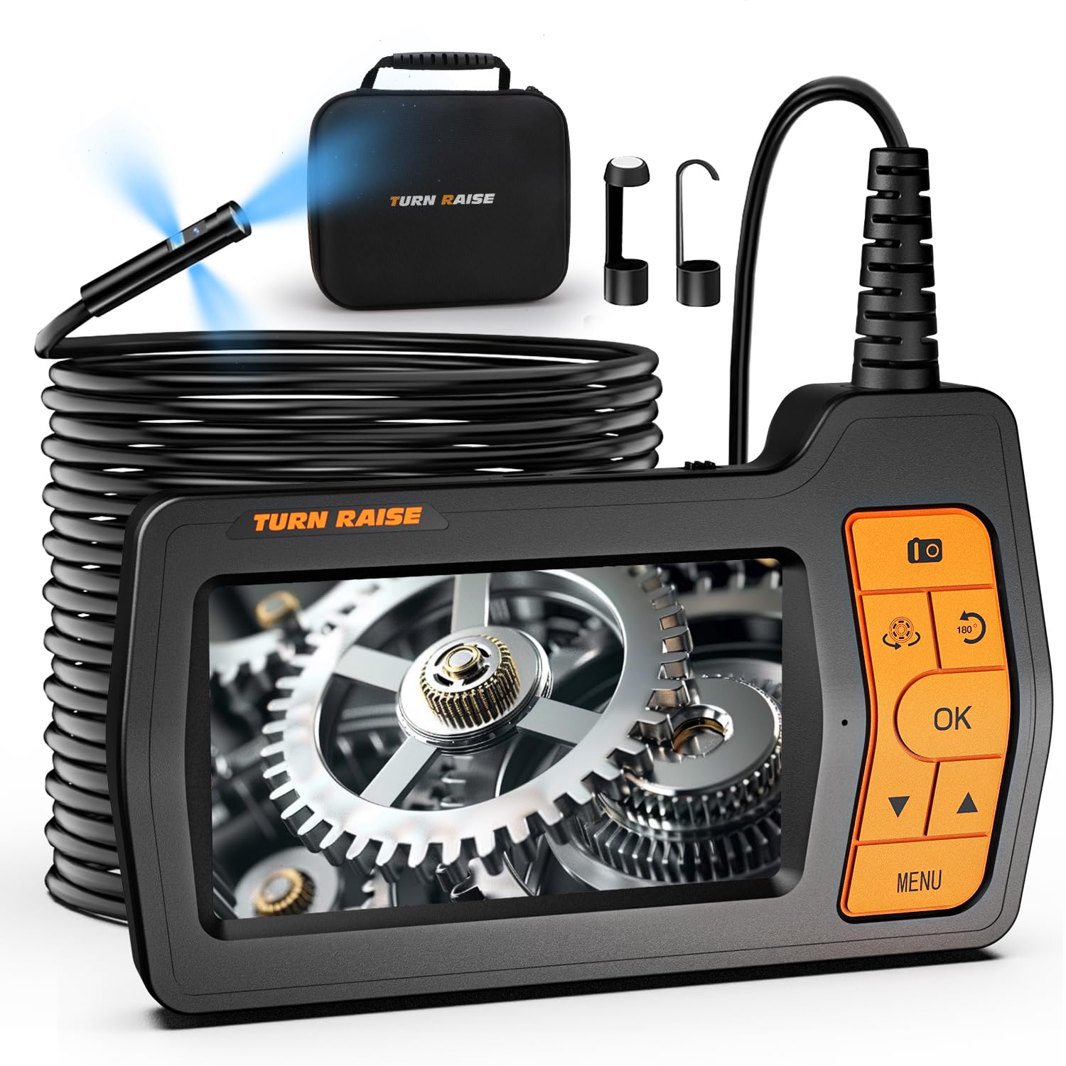 Triple Lens Sewer Inspection Camera with 50FT Semi-Rigid Cable, 1080P ...