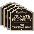 Amazon.com: Large (4 Pack) Private Property No Trespassing Sign, 12x12 ...