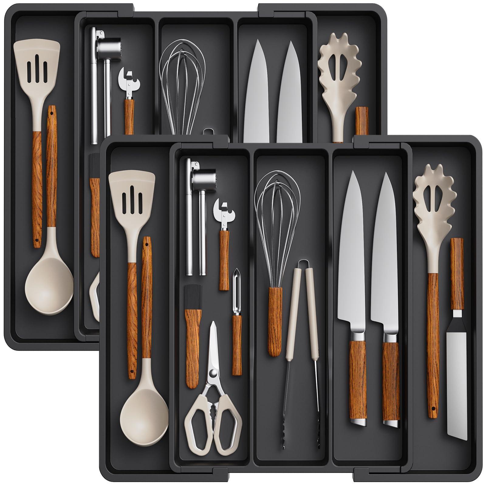 Lifewit Utensil Organizer for Kitchen Drawers, Expandable Cooking ...