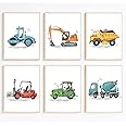 Amazon.com: Watercolor Construction Trucks Wall Art Prints,Colorful ...