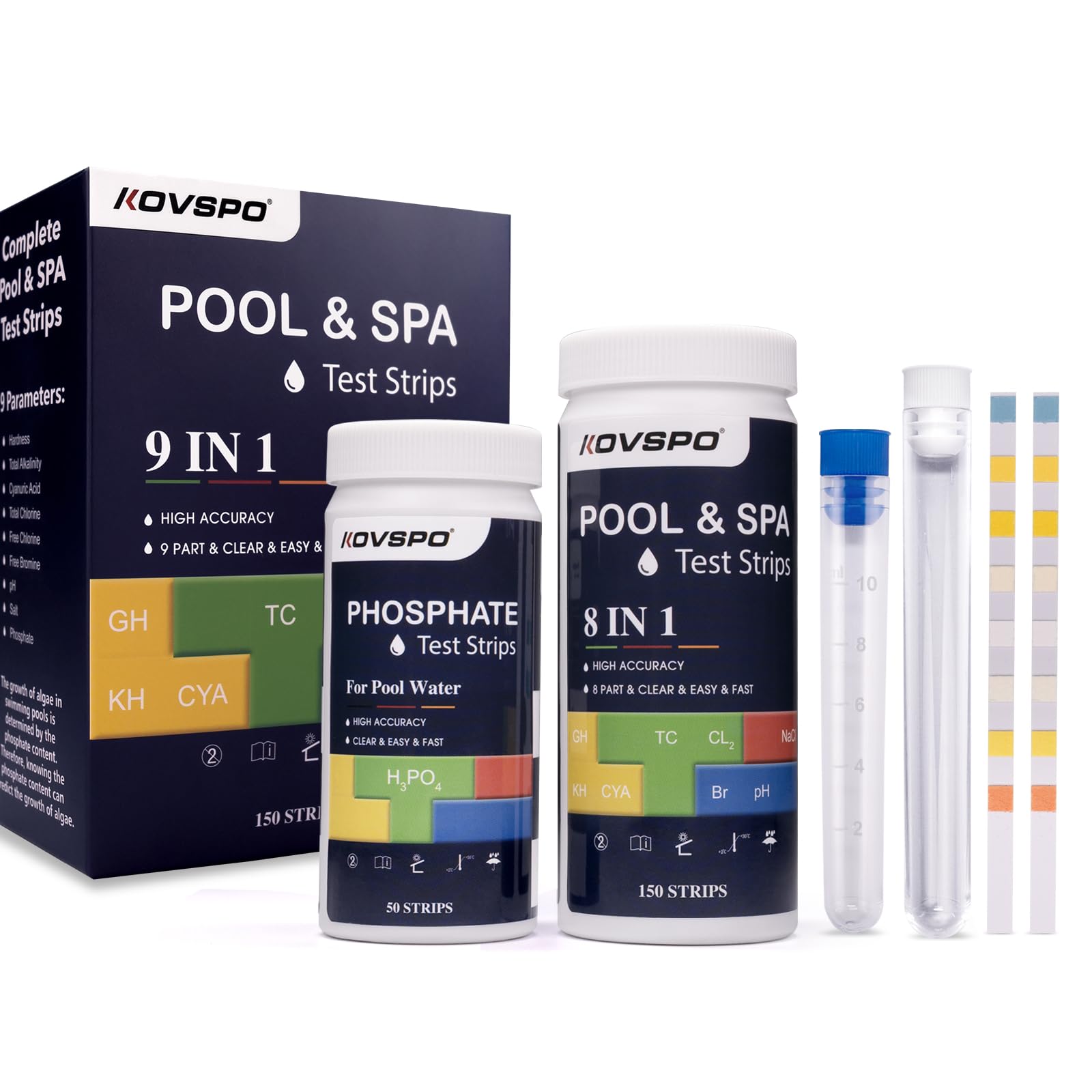 9-Way Pool Test Strips, 200 Quick & Accurate Pool and Spa Test Strips ...