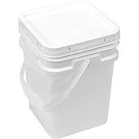 Amazon.com: Square Bucket 4-Gallon Bucket with White Snap-on Lid with ...