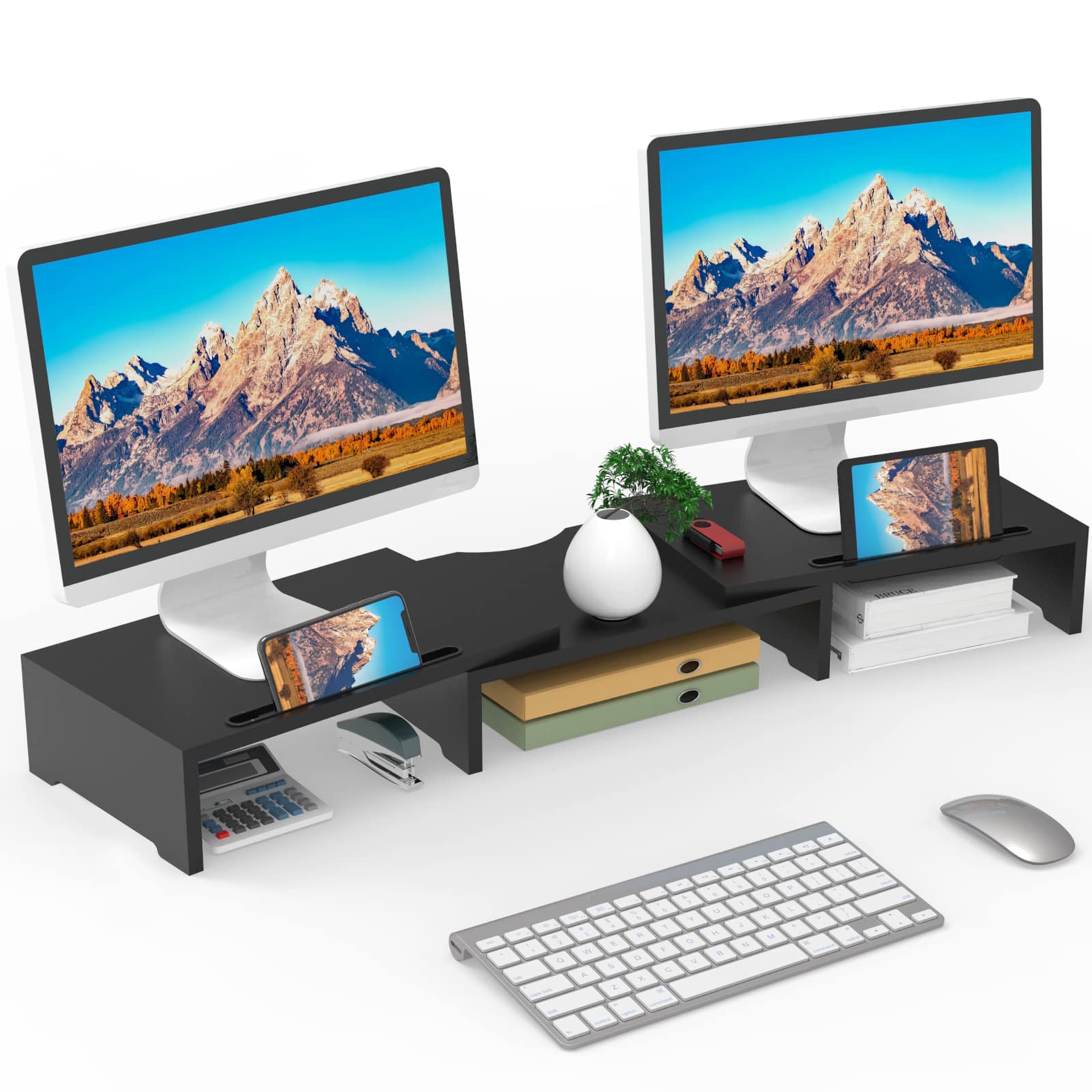 Mua WALI Dual Monitor Stand Riser, 3 Shelf Laptop and Computer Monitor ...