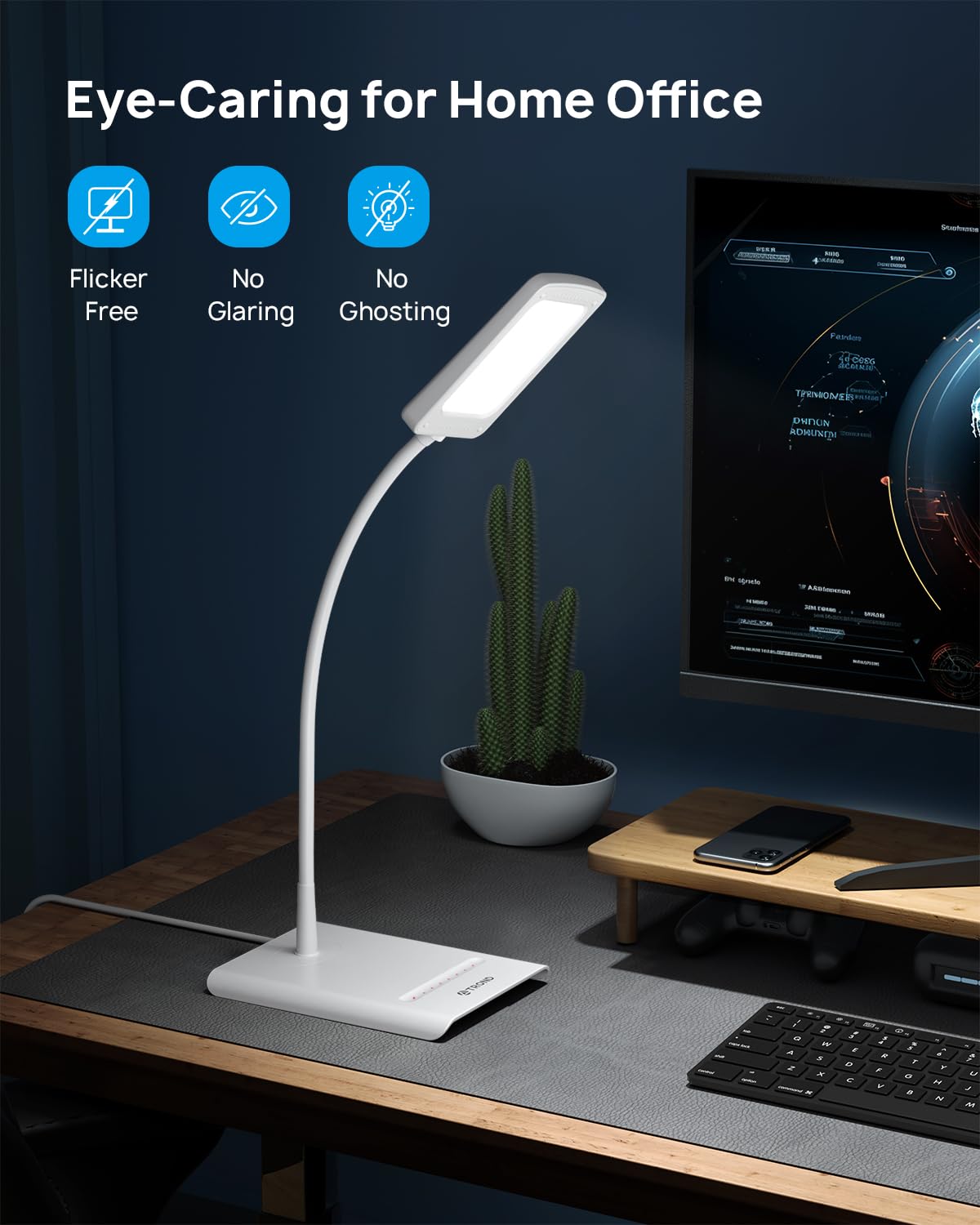Mua LED Desk Lamp for Home Office, 3 Color Modes 7 Brightness, Dimmable ...