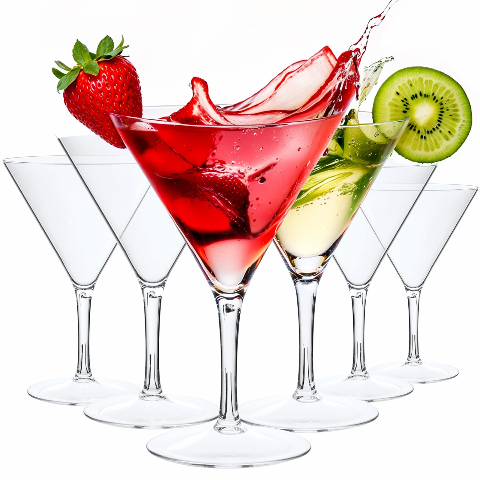 Liacere Martini Glasses Set of 6, 11 oz Clear Plastic Martini Cocktail ...
