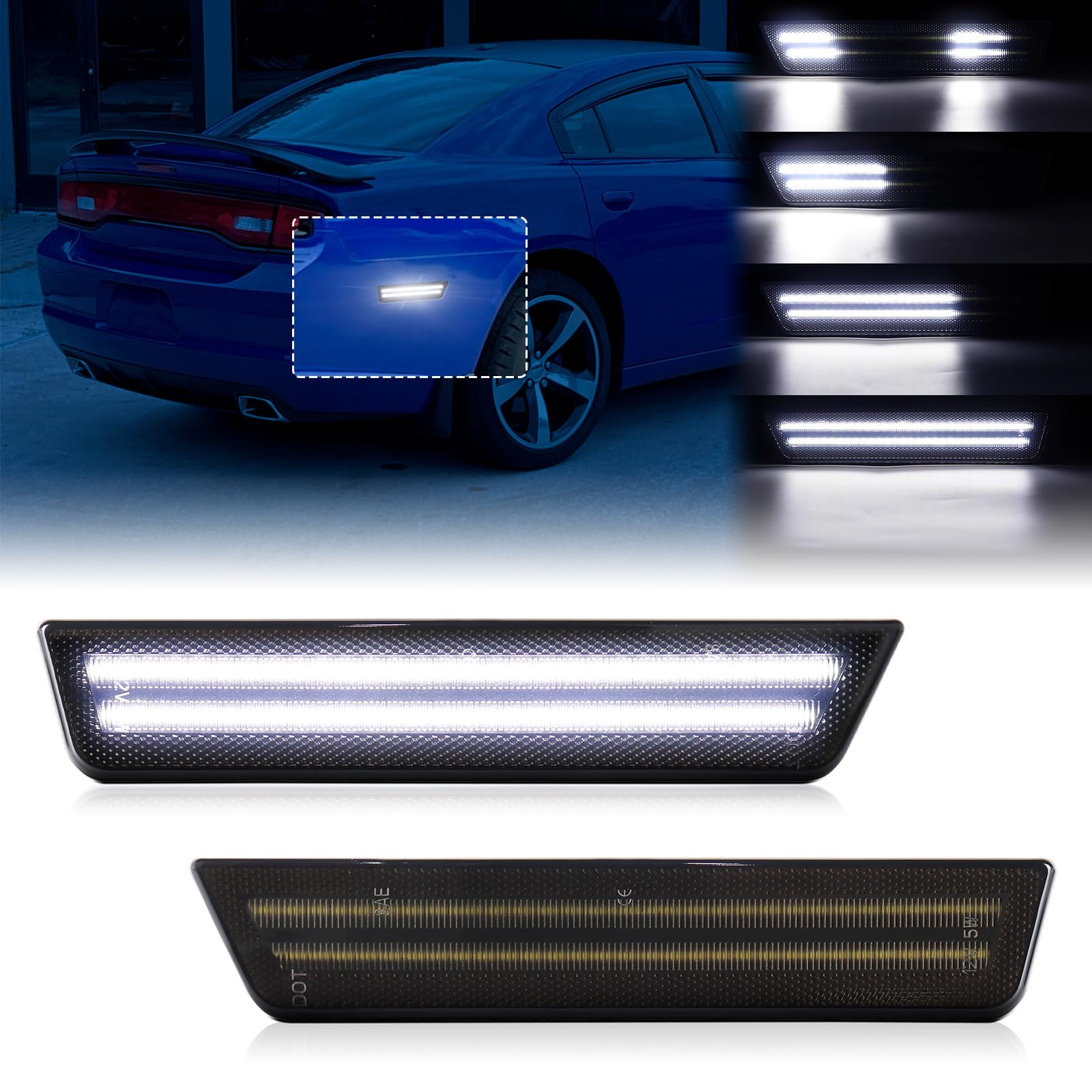 FetonAuto Sequential LED Rear Bumper White Side Marker Lights for 2011 ...
