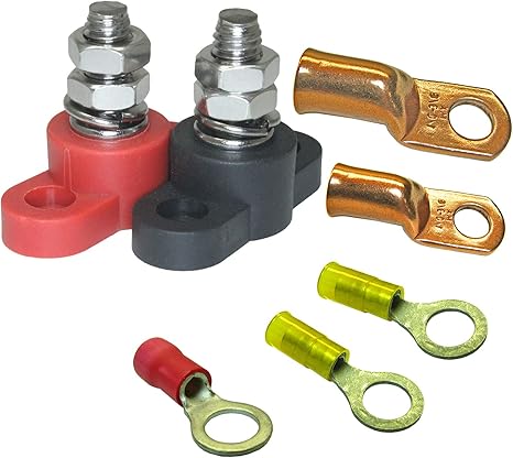 Amazon.com: Insulated Battery Power Posts RED and Black Set (3/8 X 16 ...