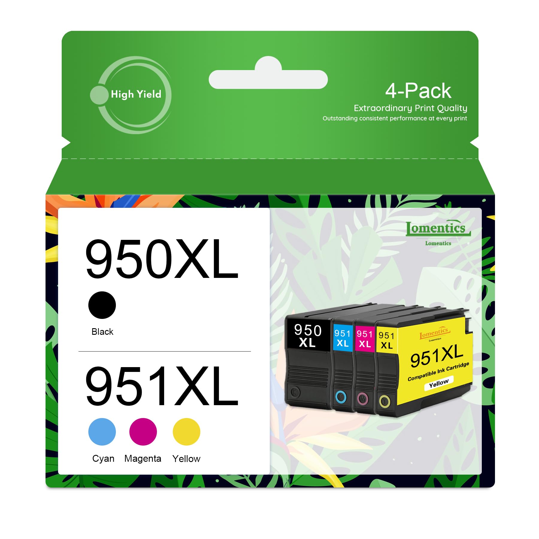 950XL / 951XL Ink Cartridges (4-Pack, BK/C/M/Y) - Lomenti Compatible ...