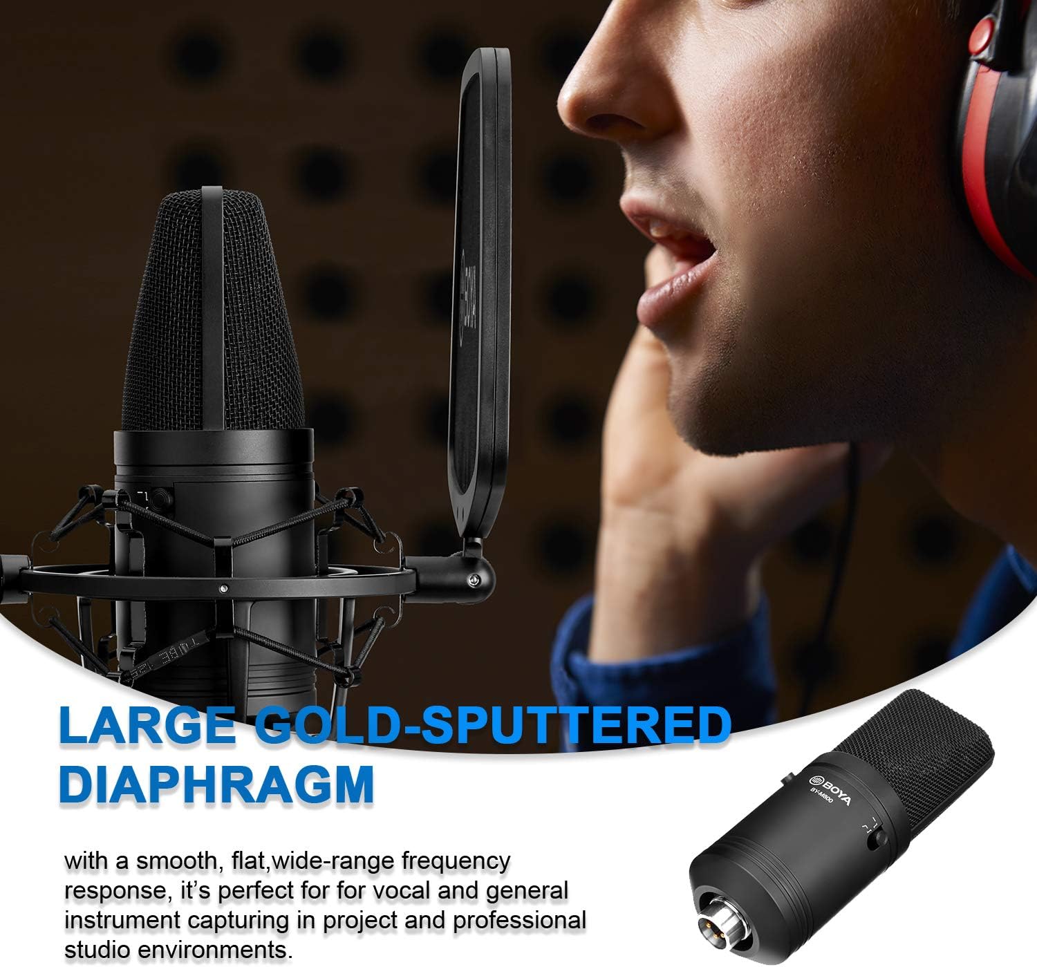 BOYA M800 Audio Microphone Large Gold-sputtered Diaphragm Studio ...