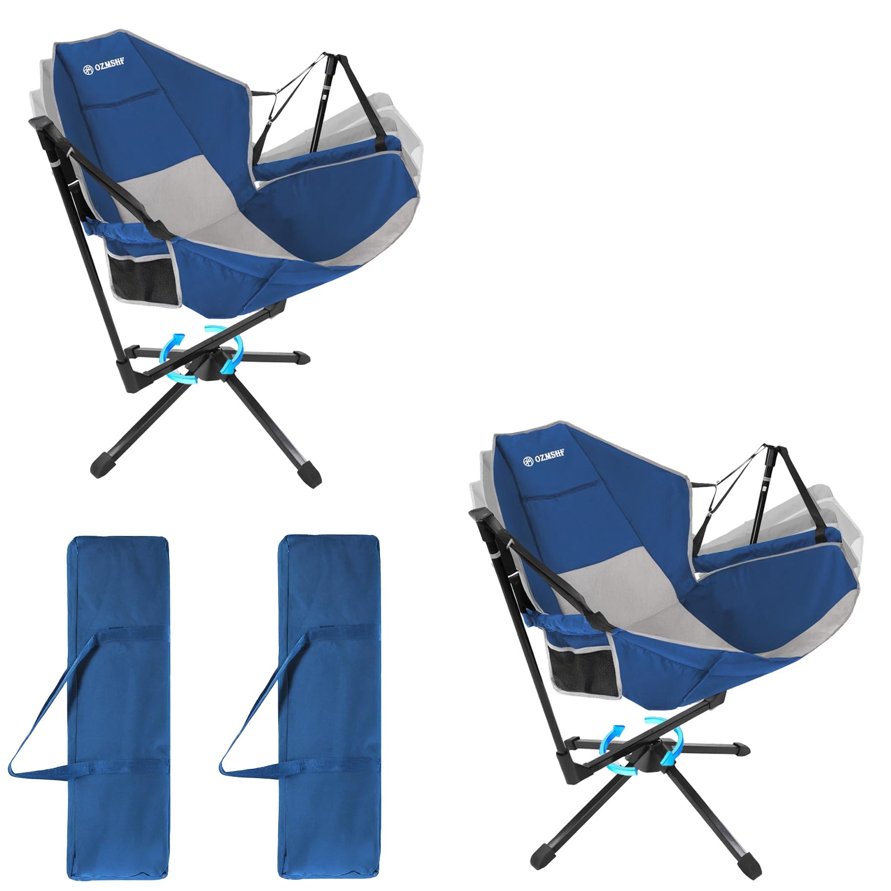 OZMSHF 2PCS 360 Degrees Swing Camping Chair, Portable Rocking Camping ...