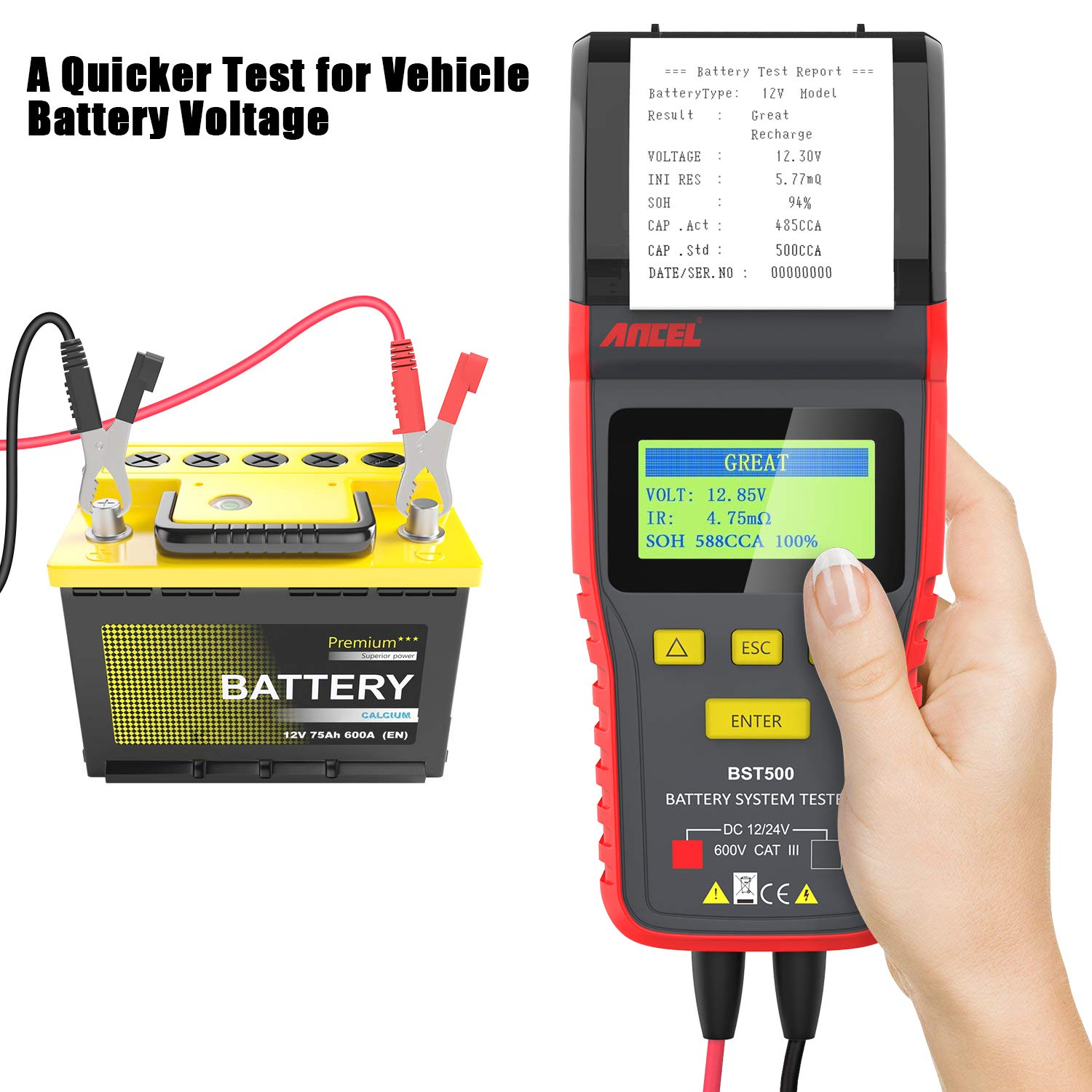 BST500 12&24V Heavy Duty Truck Car Battery Load Tester Charging System ...