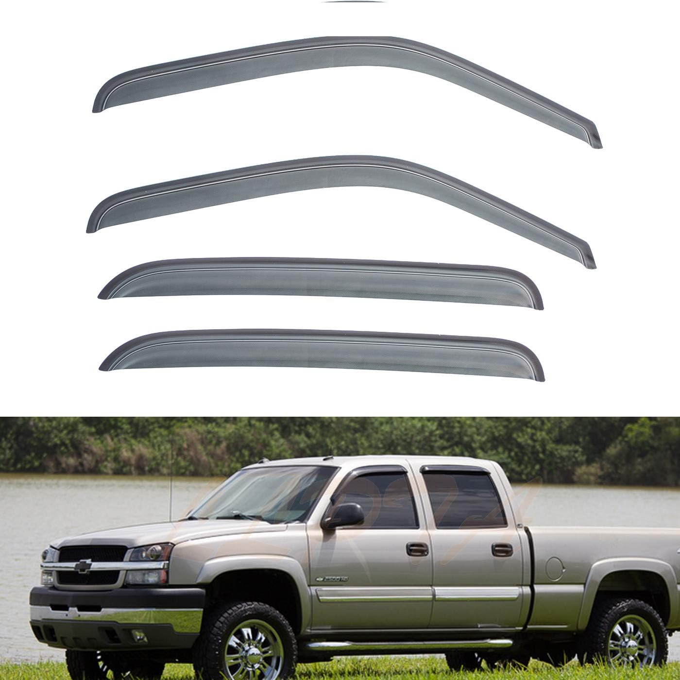Side Window Wind Deflectors & Visors LLPTA Set of 4 Fit Chevy/GMC ...
