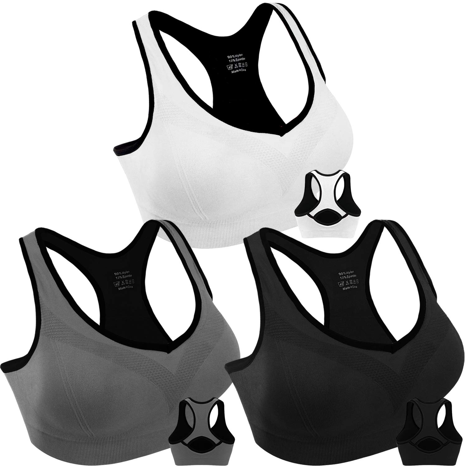 Double Couple Women Racerback Sports Bras for Women High Impact Workout ...