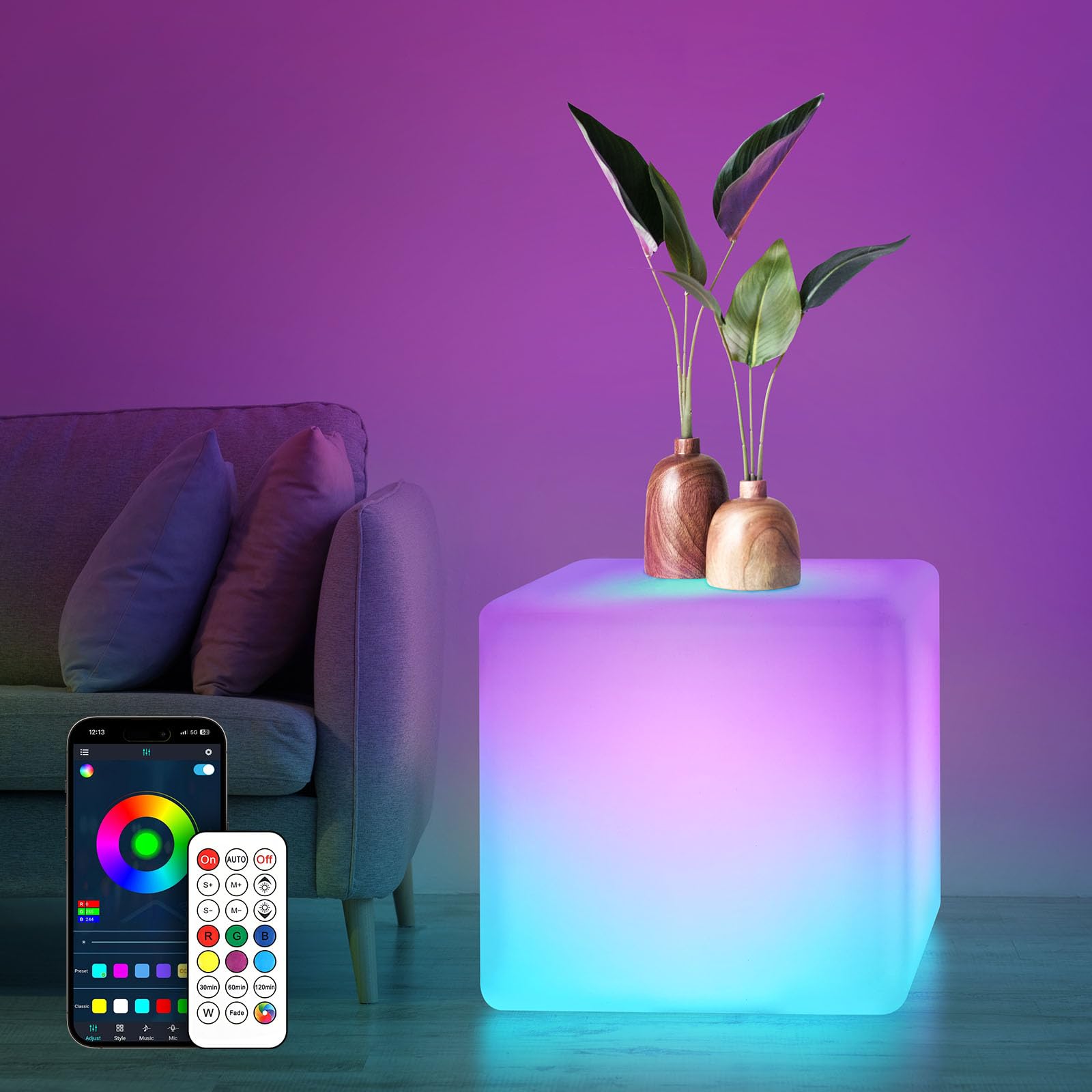 LOFTEK Smart Cube Lights - RGBW 16 Million Colors Changing Floor Lamp ...