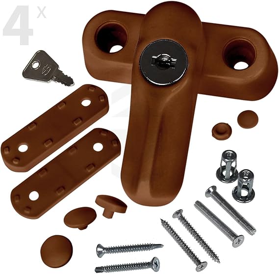 4 x Caramel Premium Key Locking Sash Jammers UPVC Window Door Lock ...