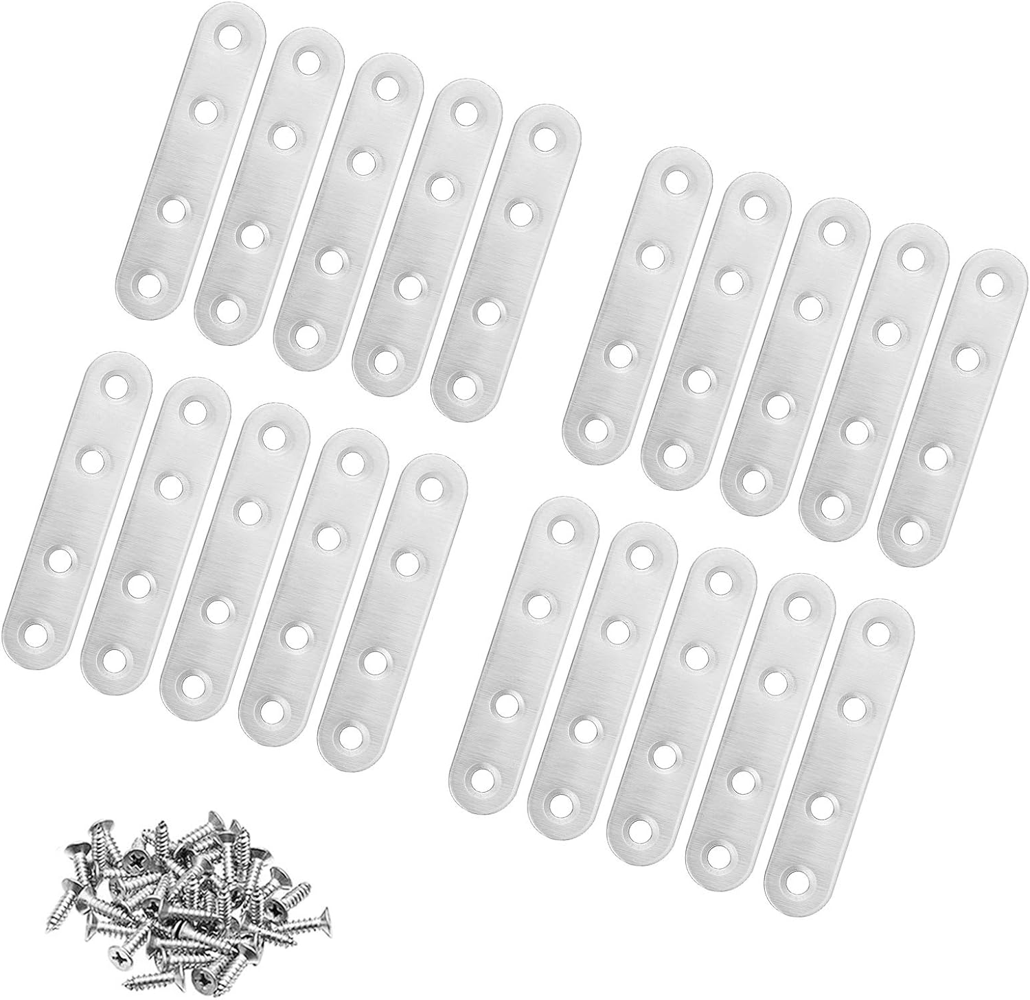 20 PCS 4 Holes Flat Straight Corner Brace Plates Metal Joining Plate ...