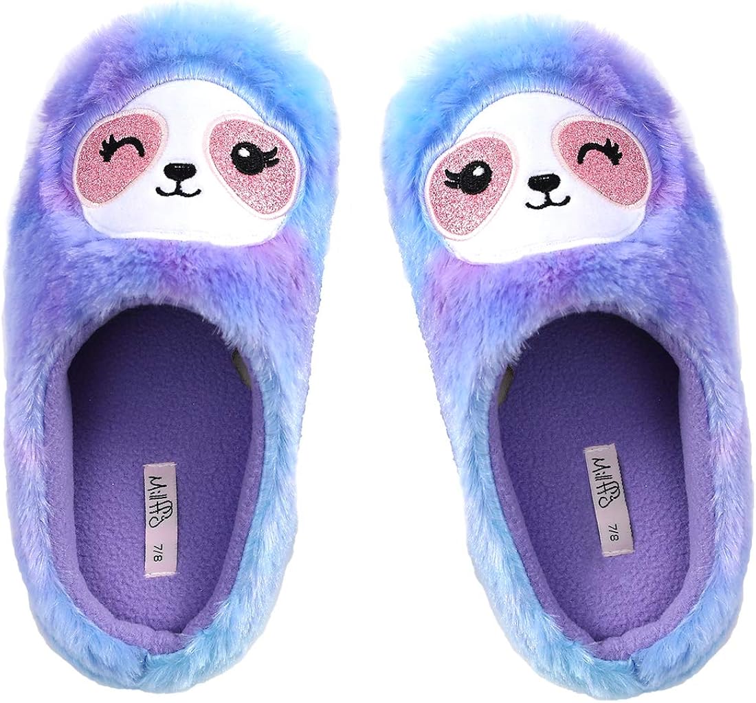 Millffy Plush Soft Fuzzy Animal Slippers Womens Slippers Rainbow Sloth ...