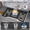 ThermoMate Heavy 36 Inch Gas Cooktop with 5 Italy Sabaf Power Burners ...