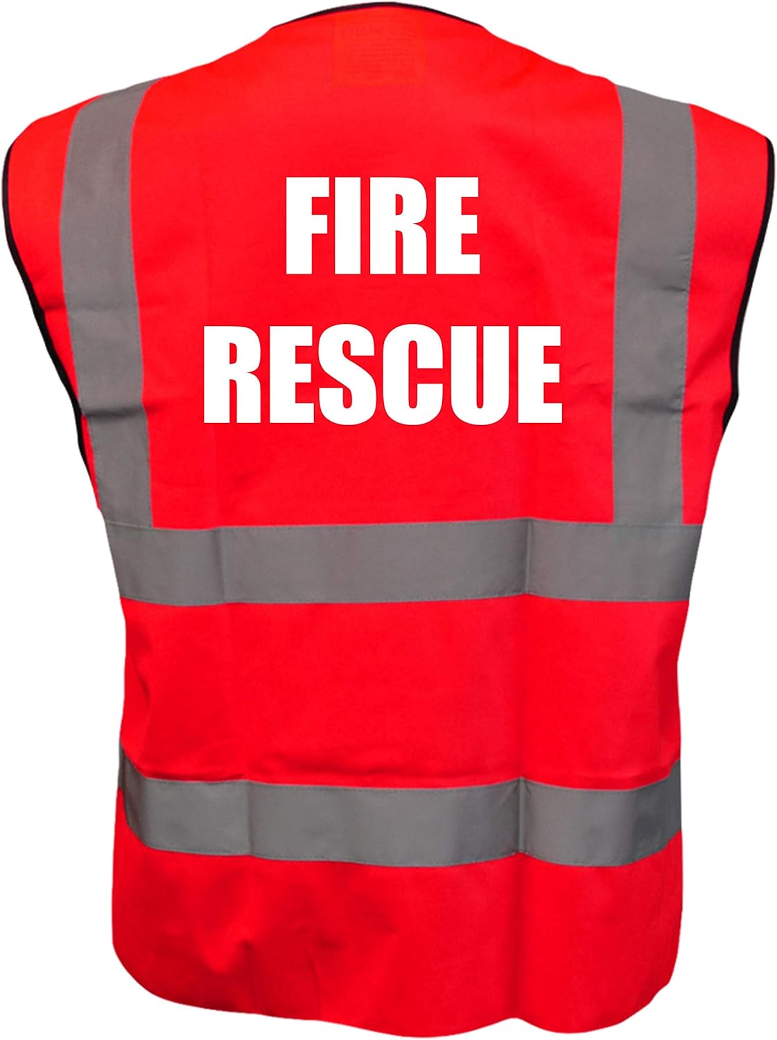 FIRE RESCUE Red Hi Vis Viz Reflective Vest Waistcoat Printed Front and ...