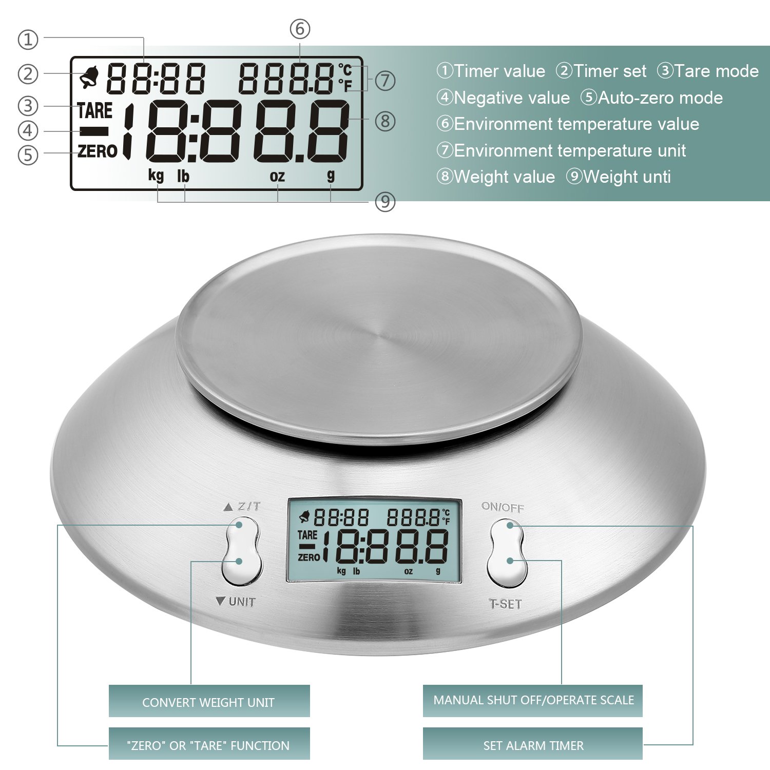 5Kg Digital Kitchen Scale Electronic Household Food Cooking Weighing ...