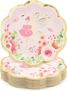 Amazon.com: Fairy Tea Party Paper Plates for Girls Floral Birthday ...