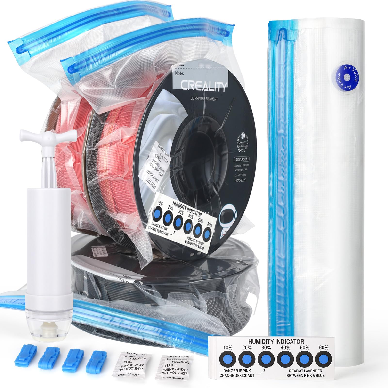FugaCity 3D Printer Filament Storage Vacuum Kit- 20 Pack Reusable ...