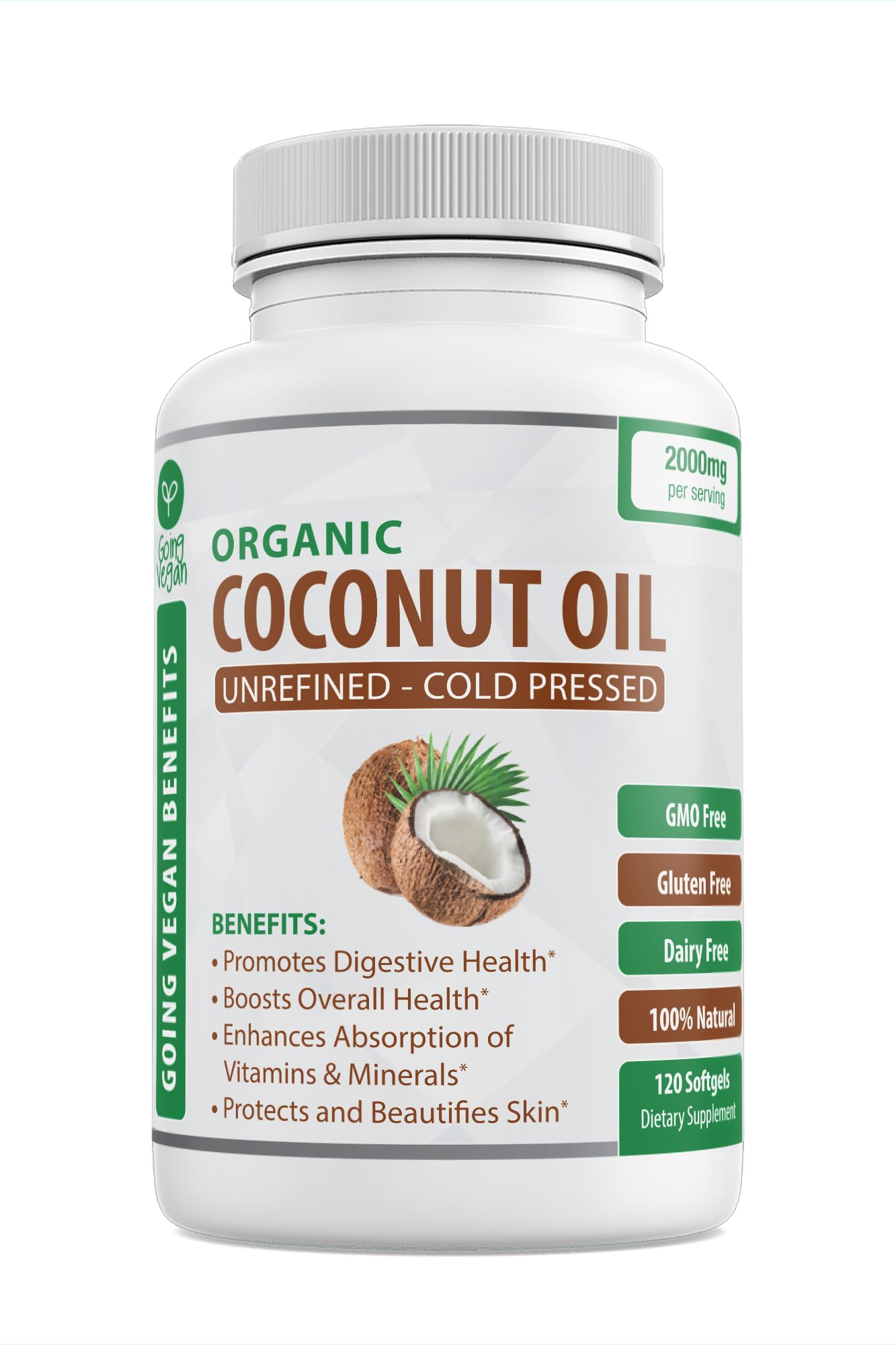 Mua Organic Coconut Oil Capsules 2000mg - 100% Extra Virgin, Cold ...