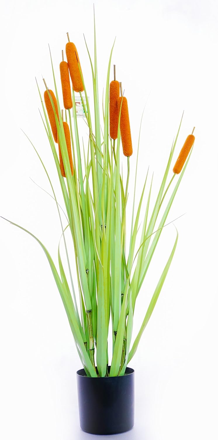 Buy Garden Art Artificial Plant, Cattail Grass, 36" Height, with Pot ...