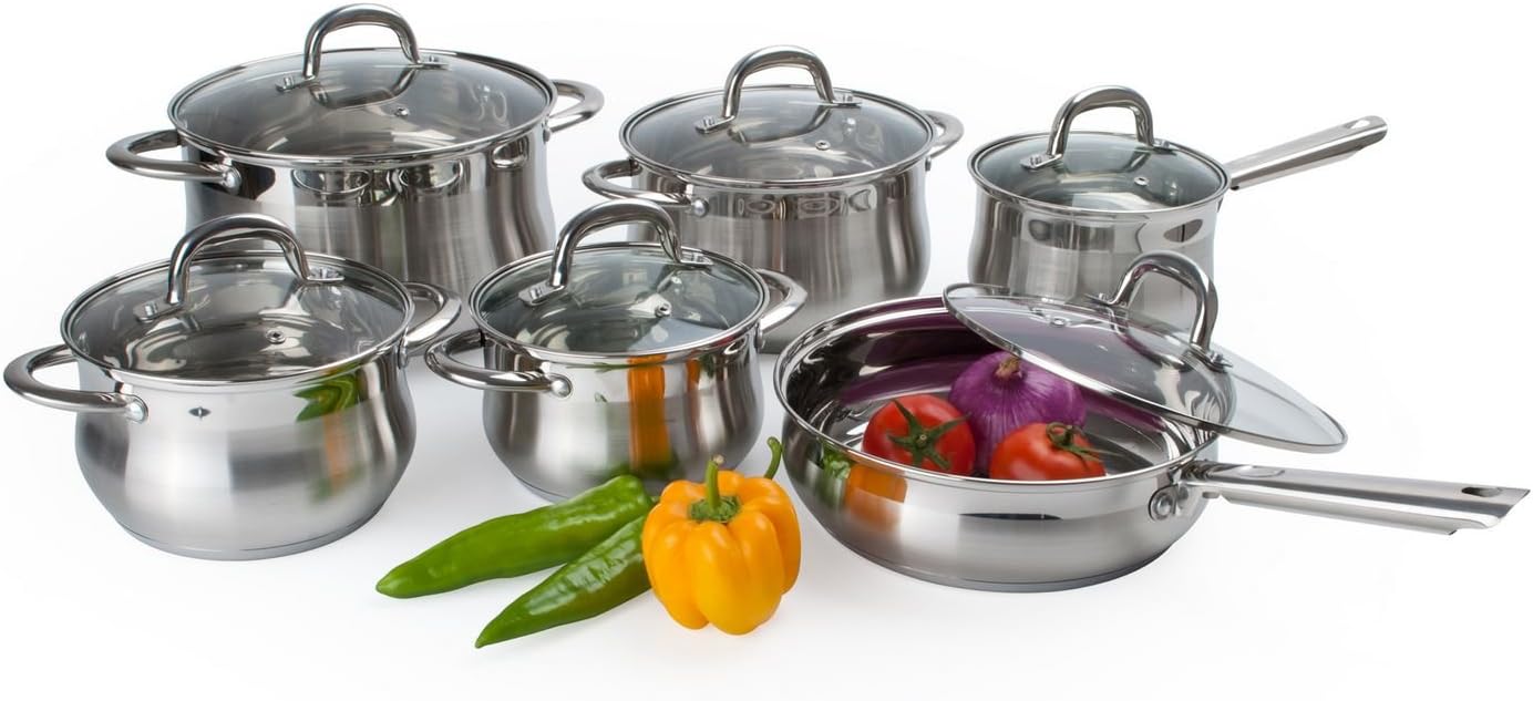 Amazon.com: Aramco 12 Piece Alpine Gourmet Belly Shape Cookware Set ...