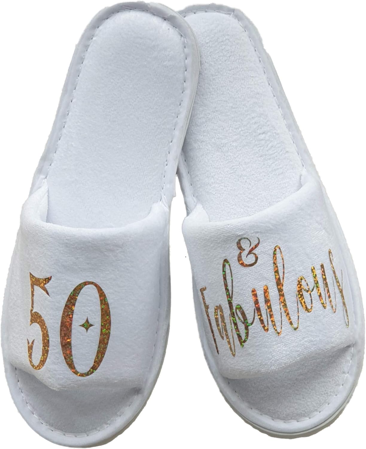 Birthday Slippers 50th, 50 & Fabulous Sparkling: Amazon.co.uk: Shoes & Bags
