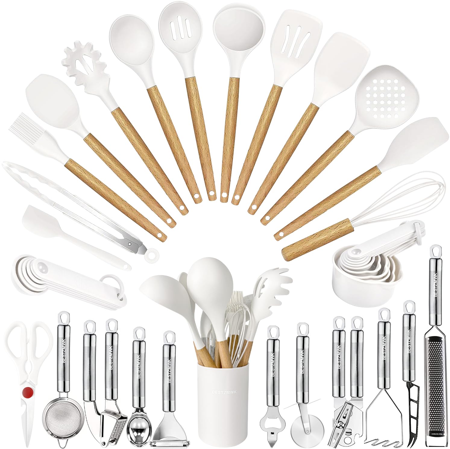 Cooking Utensils Set- 35 PCs Kitchen Utensils with Grater,Tongs, Spoon ...
