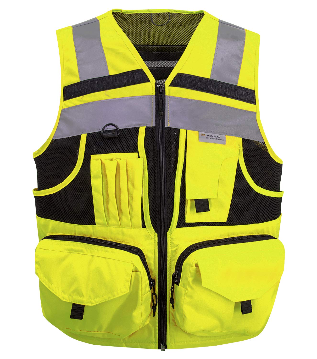 ZUJA 3M Reflective stripes Safety Vest Hi-vis Yellow knitted Vest with ...