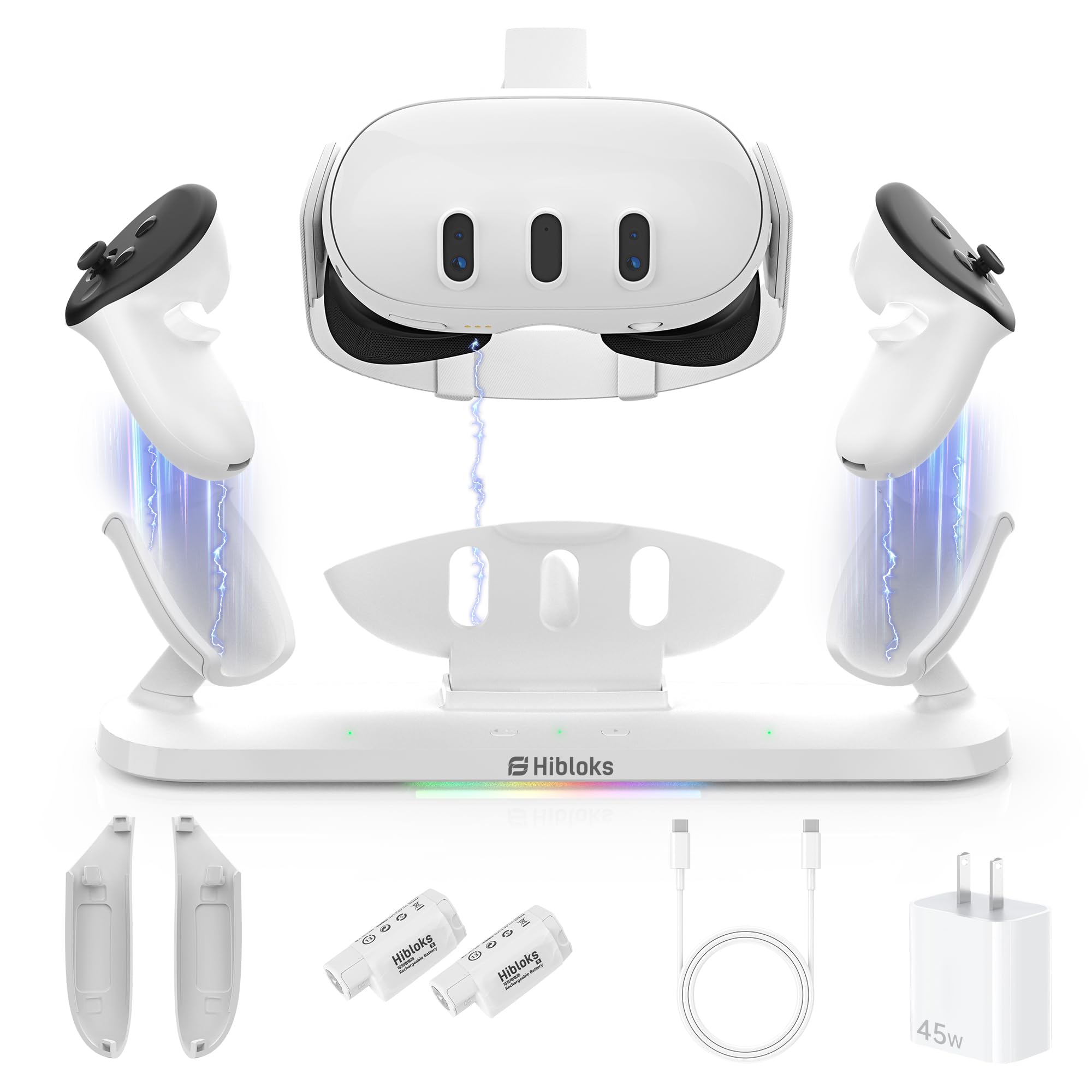 HiBloks Charging Dock for Meta Quest 3 Accessories, 18W Fast Magnetic ...