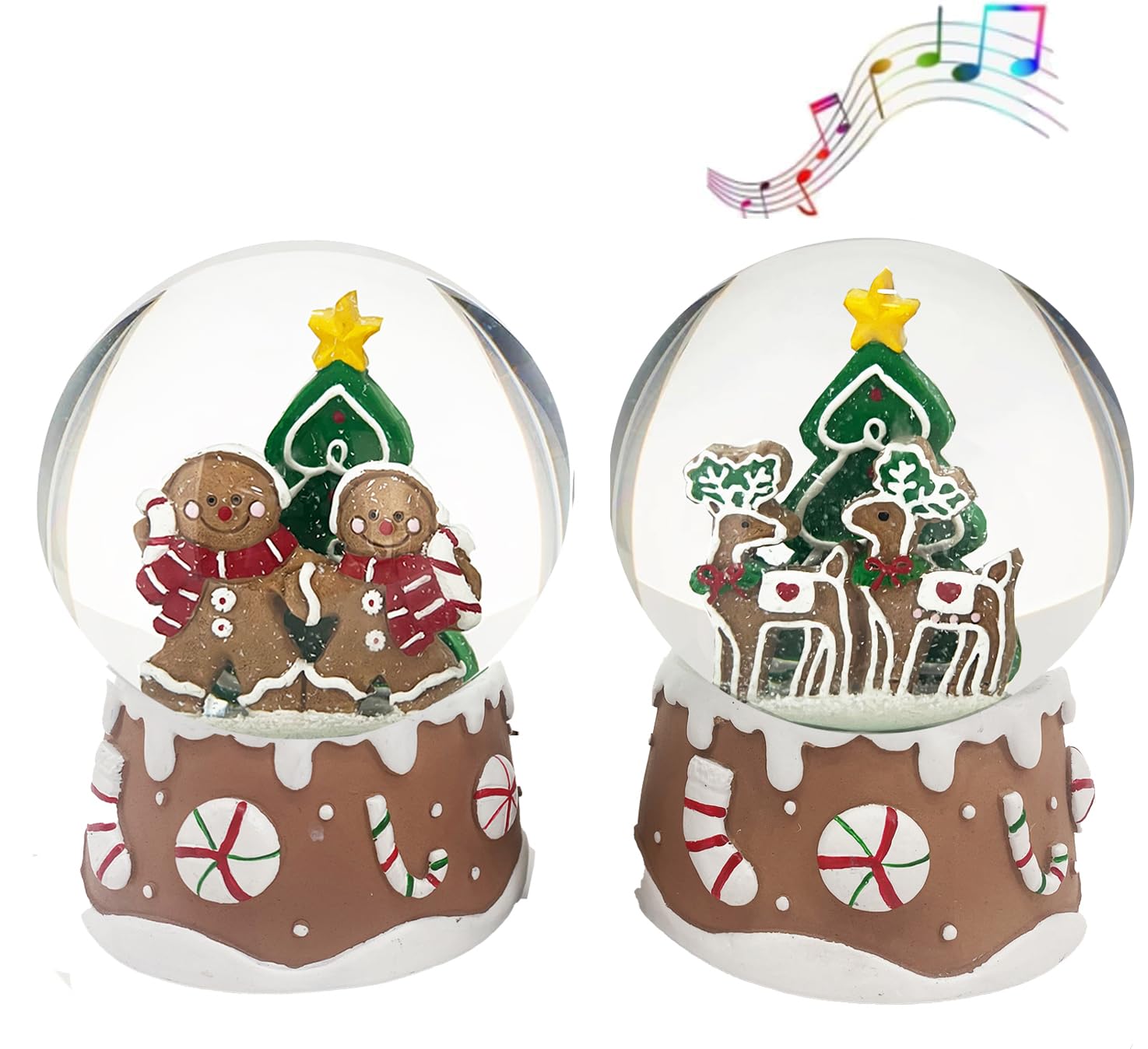 Aobaks S/2 Christmas Snow Globe, 100mm Water Globe, Musical Gingerbread ...