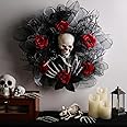 Amazon.com: lqzb Halloween Garland with Red Roses, Skulls&Spider Webs ...