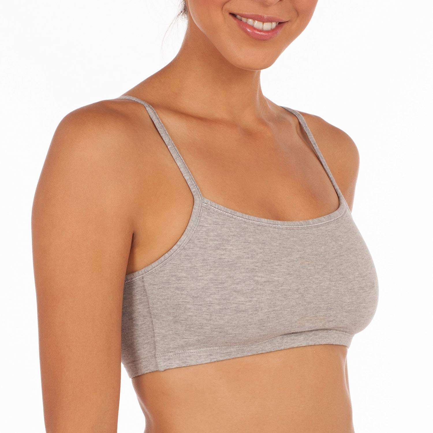 Fruit of the Loom womens Spaghetti strap Pullover Sports Bra, White/Heather Gray/Black, 6-count ...