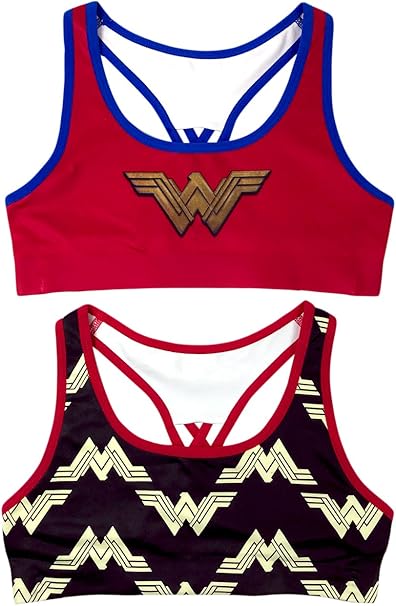 DC Comics 2-Pack Wonder Woman Girls' Seamless Bra Underwear, Multi, 16 ...