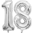 Amazon.com: 18 Balloon Number, 40 Inch Silver Foil Balloons Giant Jumbo ...