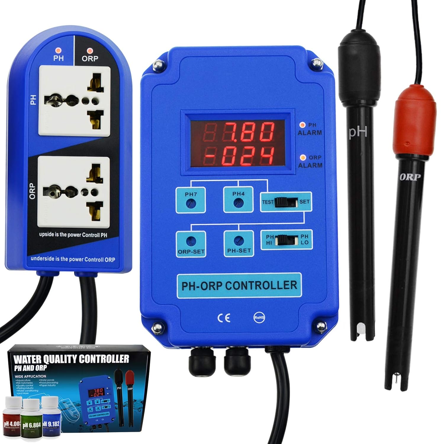 2 en 1 pH ORP Redox Controlador Agua Calidad Ensayador Reemplazable BNC Tipo Electrodo ...