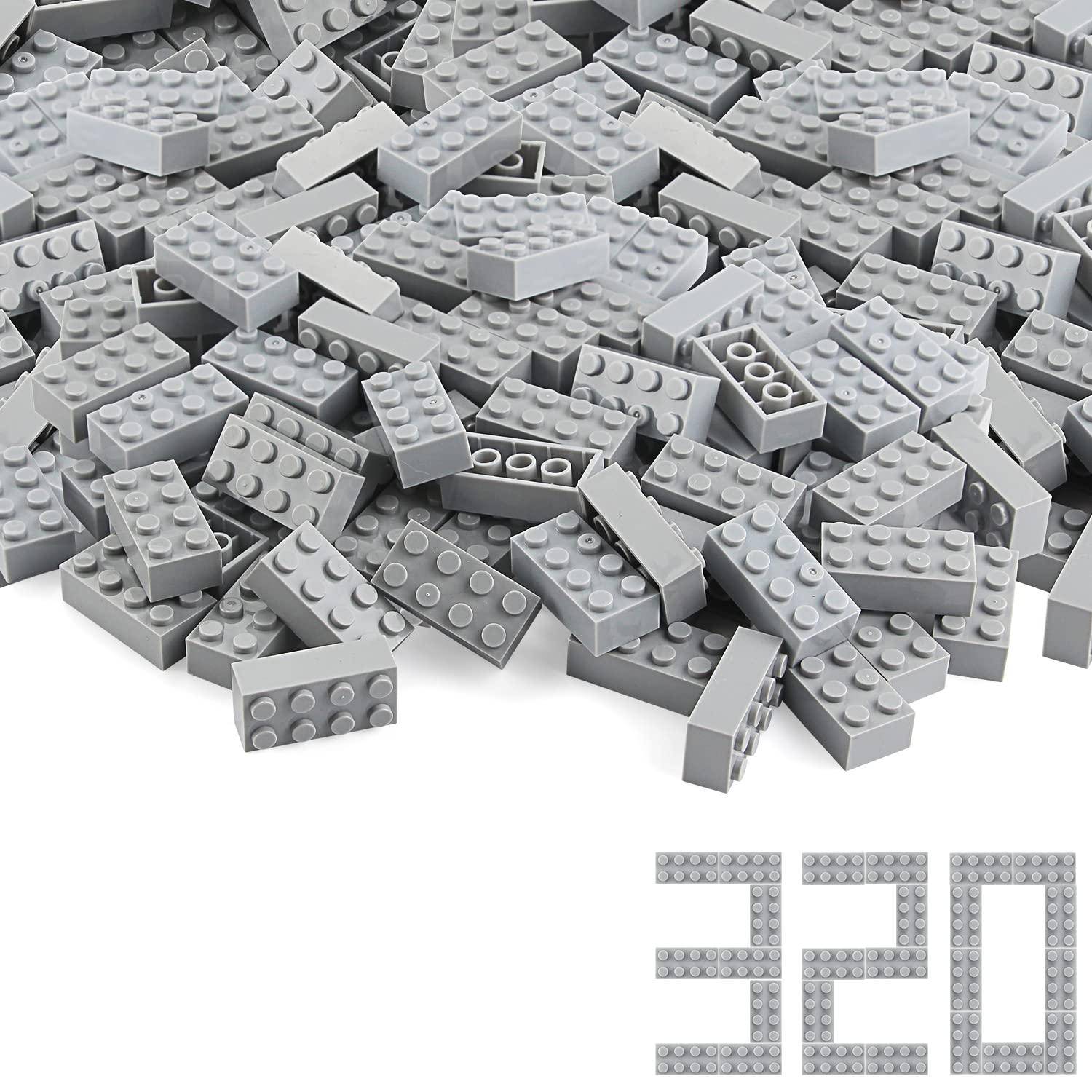 Mua Basic Parts 320 Pieces 2x4 Light Gray Bricks Building Creative Play ...